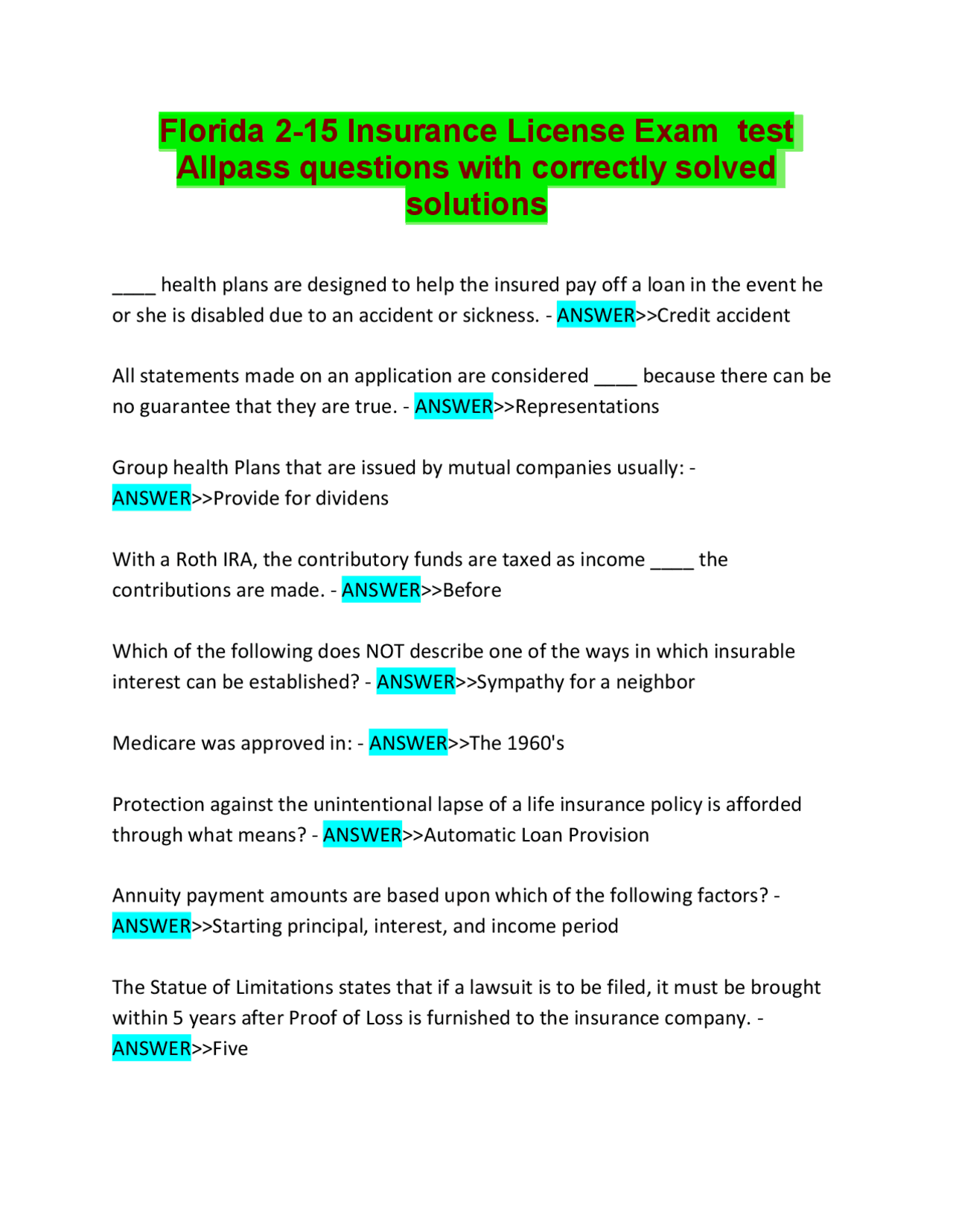 Florida 2.pdf uploaded exam 2025 | Exams Floriculture | Docsity