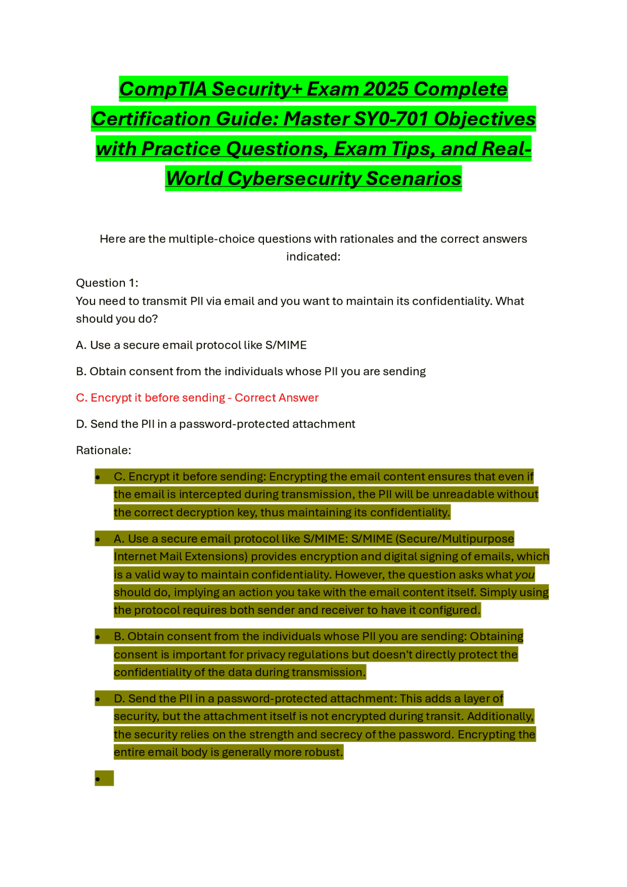 CompTIA Security+ Exam 2025 Complete Certification Guide: Master SY0 ...