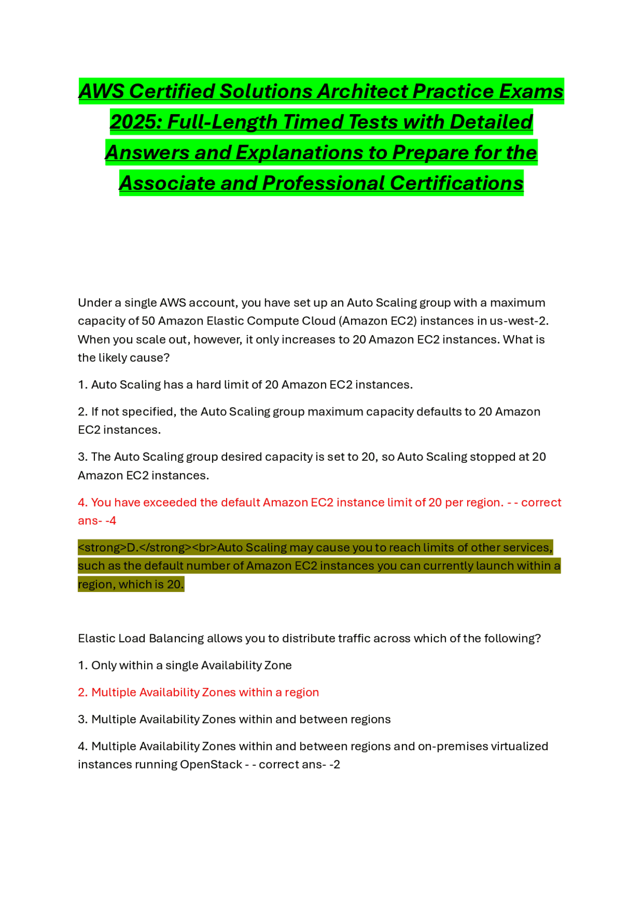 AWS Certified Solutions Architect Practice Exams 2025: Full-Length ...