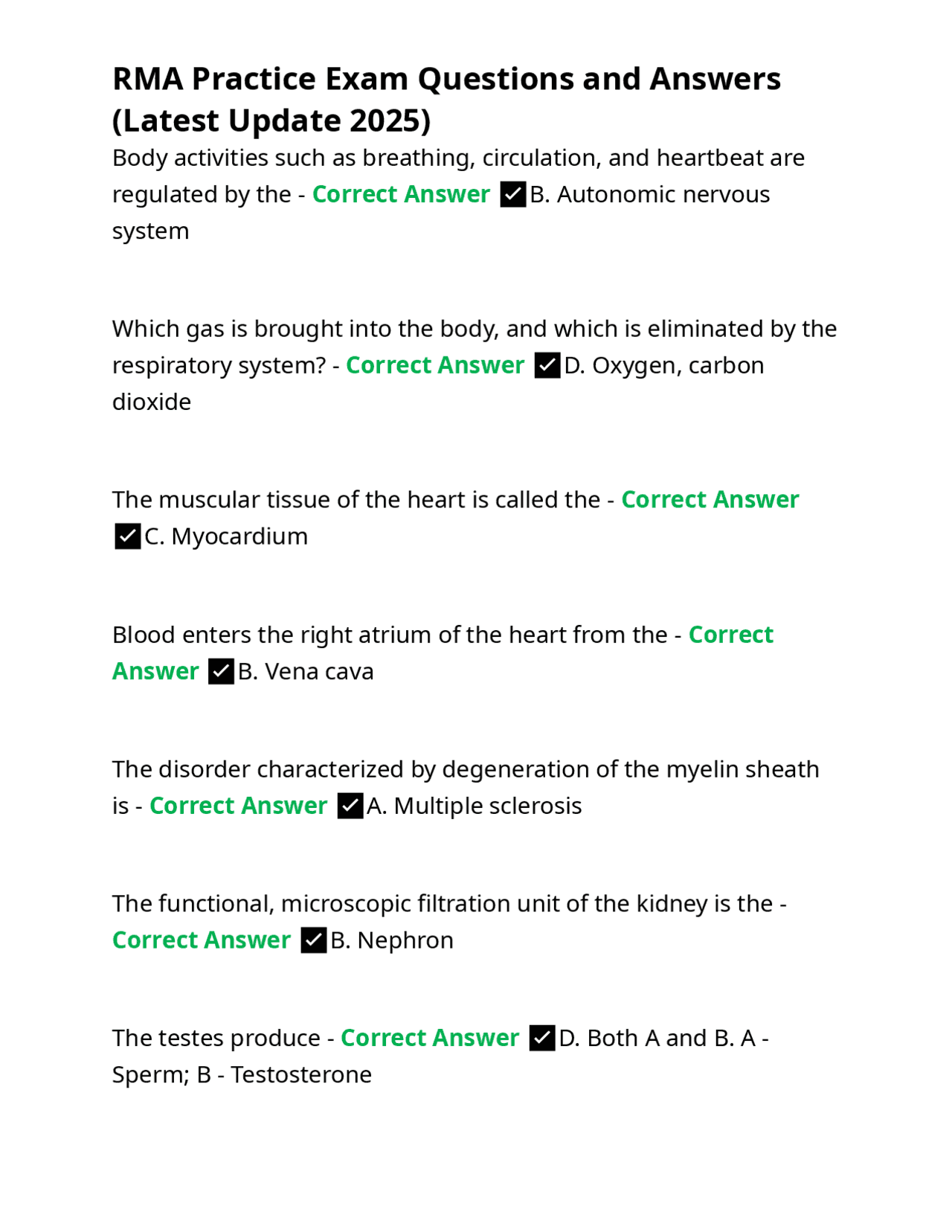 RMA Practice Exam Questions and Answers (Latest Update 2025) | Exams ...