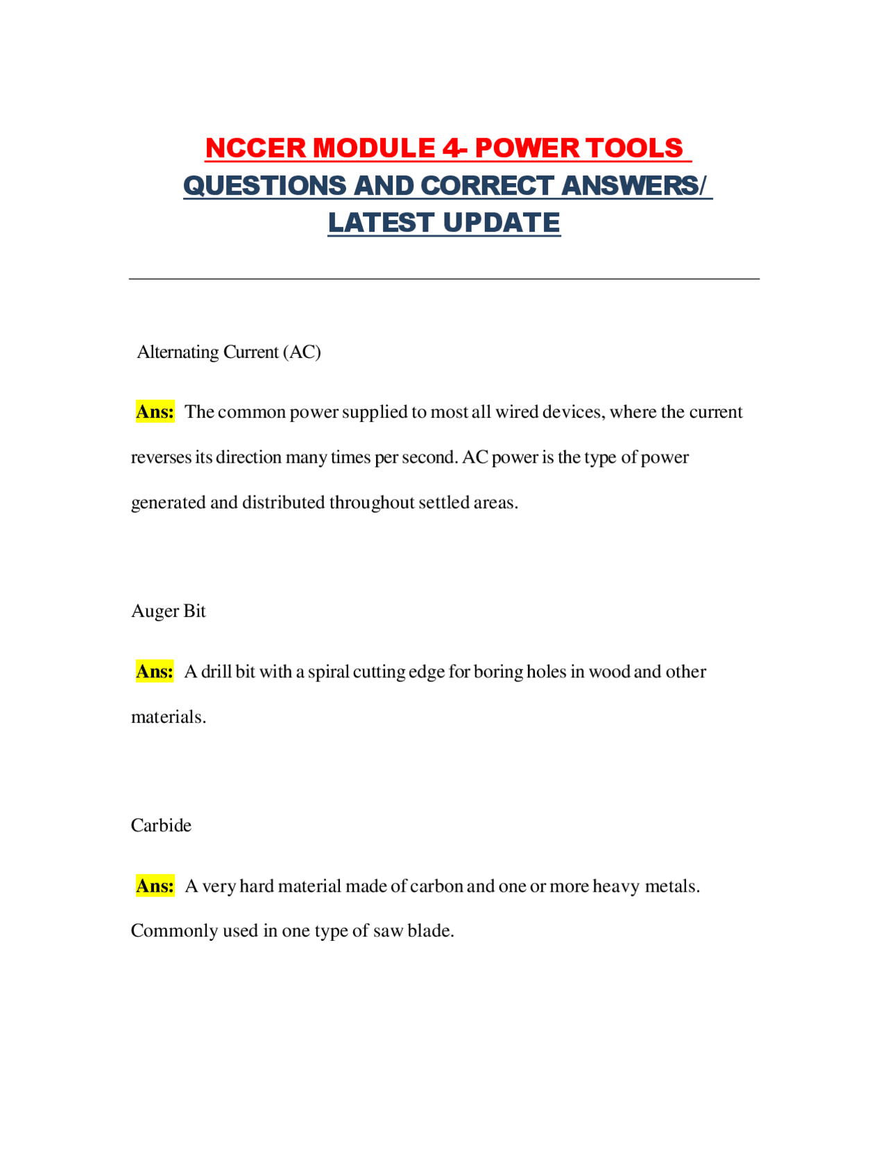 NCCER Module 4 – Power Tools | Construction Core Curriculum | 2025 ...