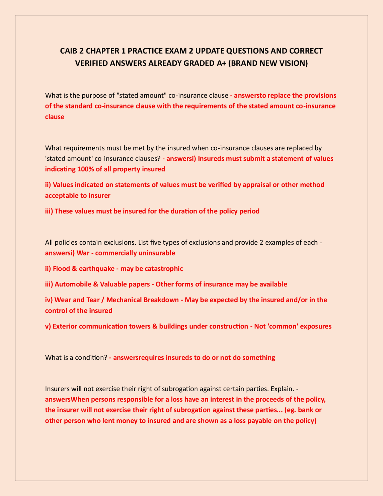 CAIB 2 CHAPTER 1 PRACTICE EXAM 2 UPDATE QUESTIONS AND CORRECT VERIFIED ...