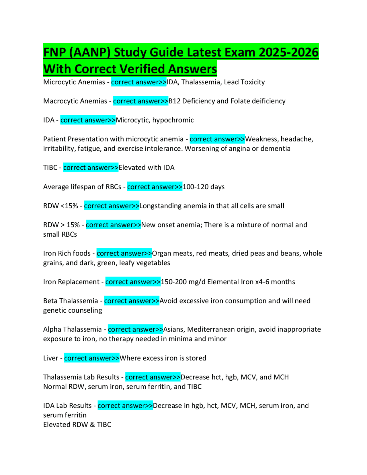 FNP (AANP) Study Guide Latest Exam 2025-2026 With Correct Verified ...