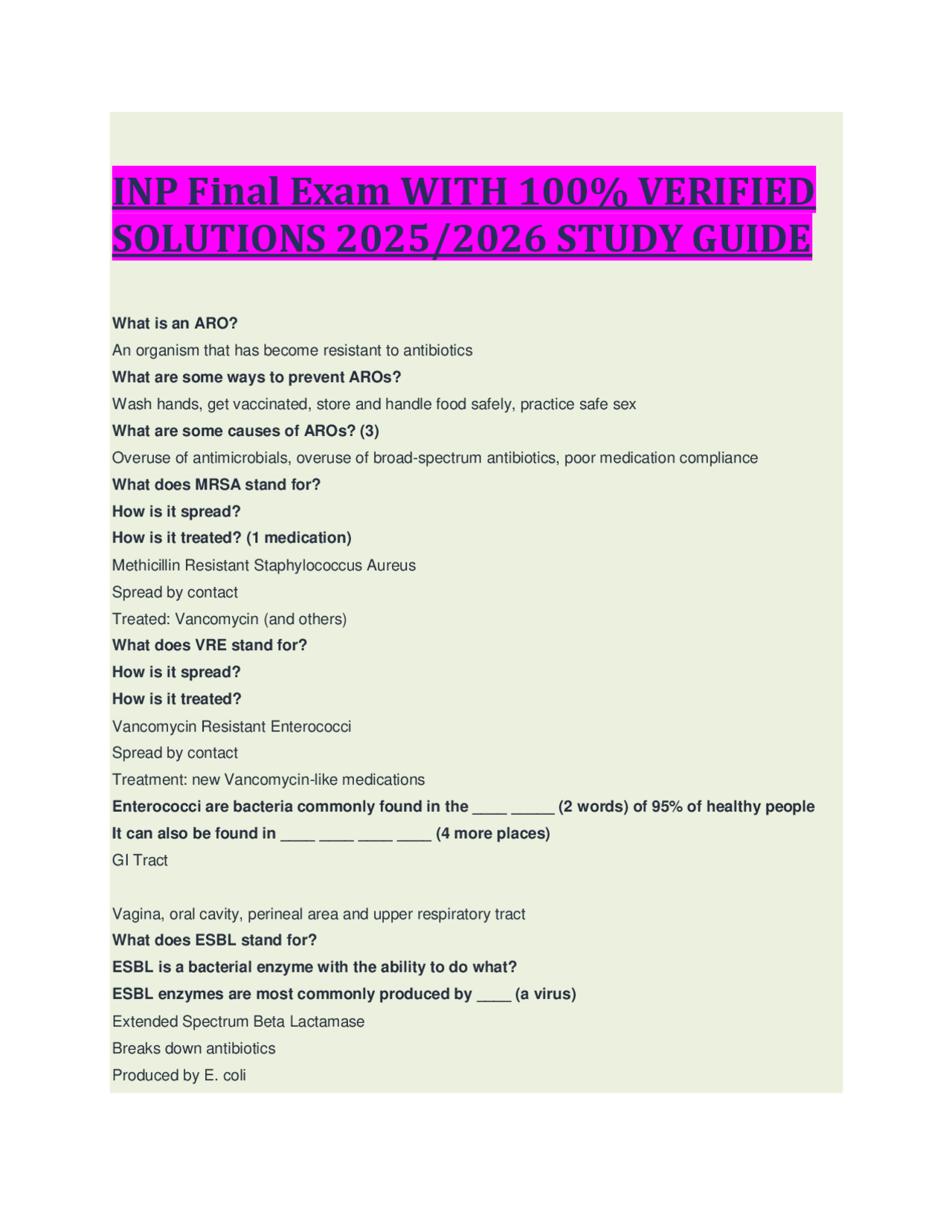 INP Final Exam WITH 100% VERIFIED SOLUTIONS 2025/2026 STUDY GUIDE ...