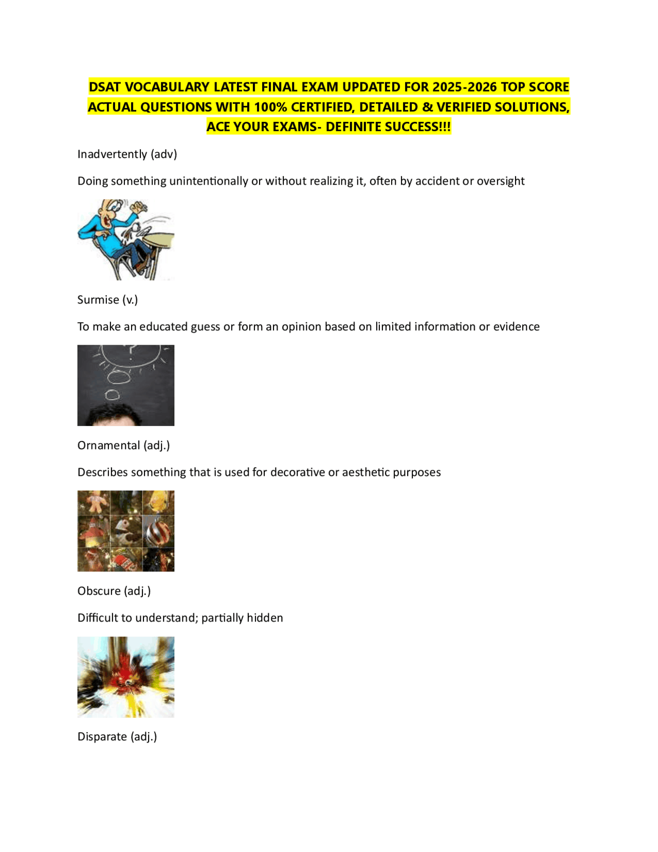 DSAT VOCABULARY LATEST FINAL EXAM UPDATED FOR 2025-2026 TOP SCORE ...
