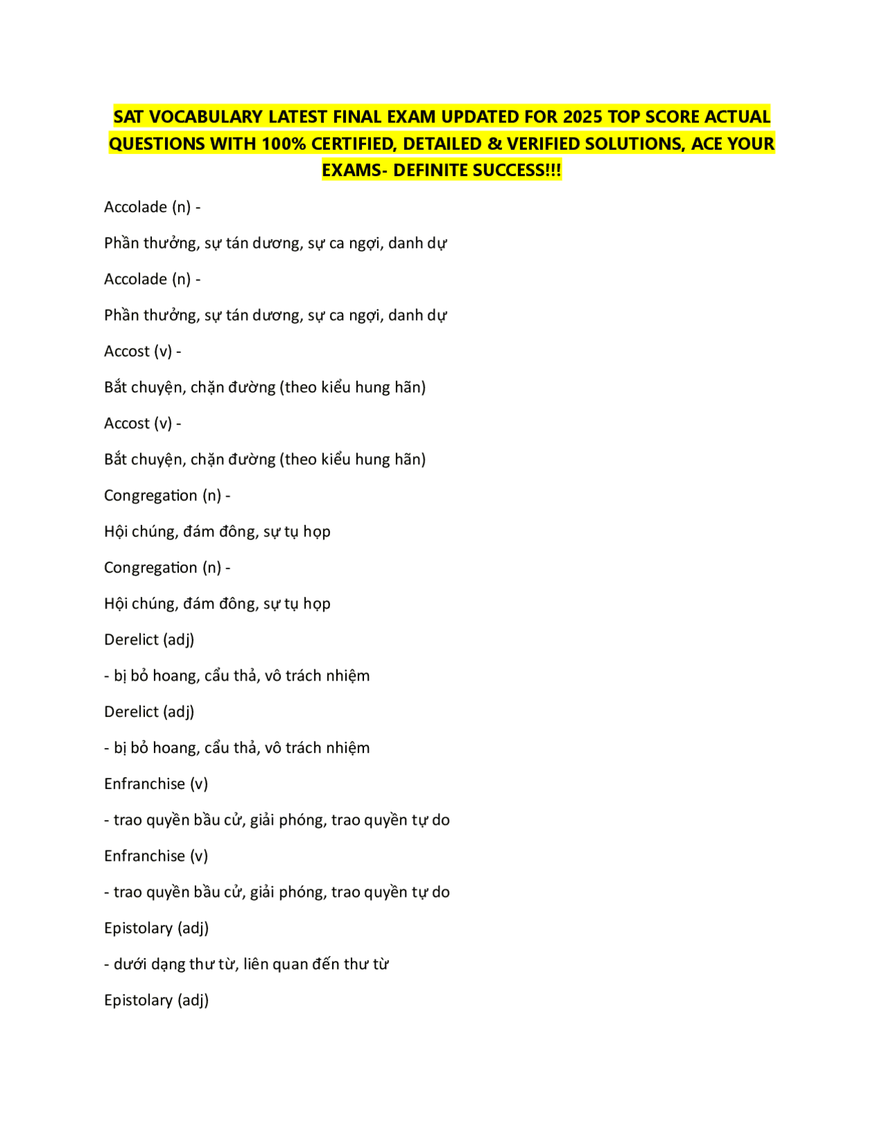 SAT VOCABULARY LATEST FINAL EXAM UPDATED FOR 2025 TOP SCORE ACTUAL ...