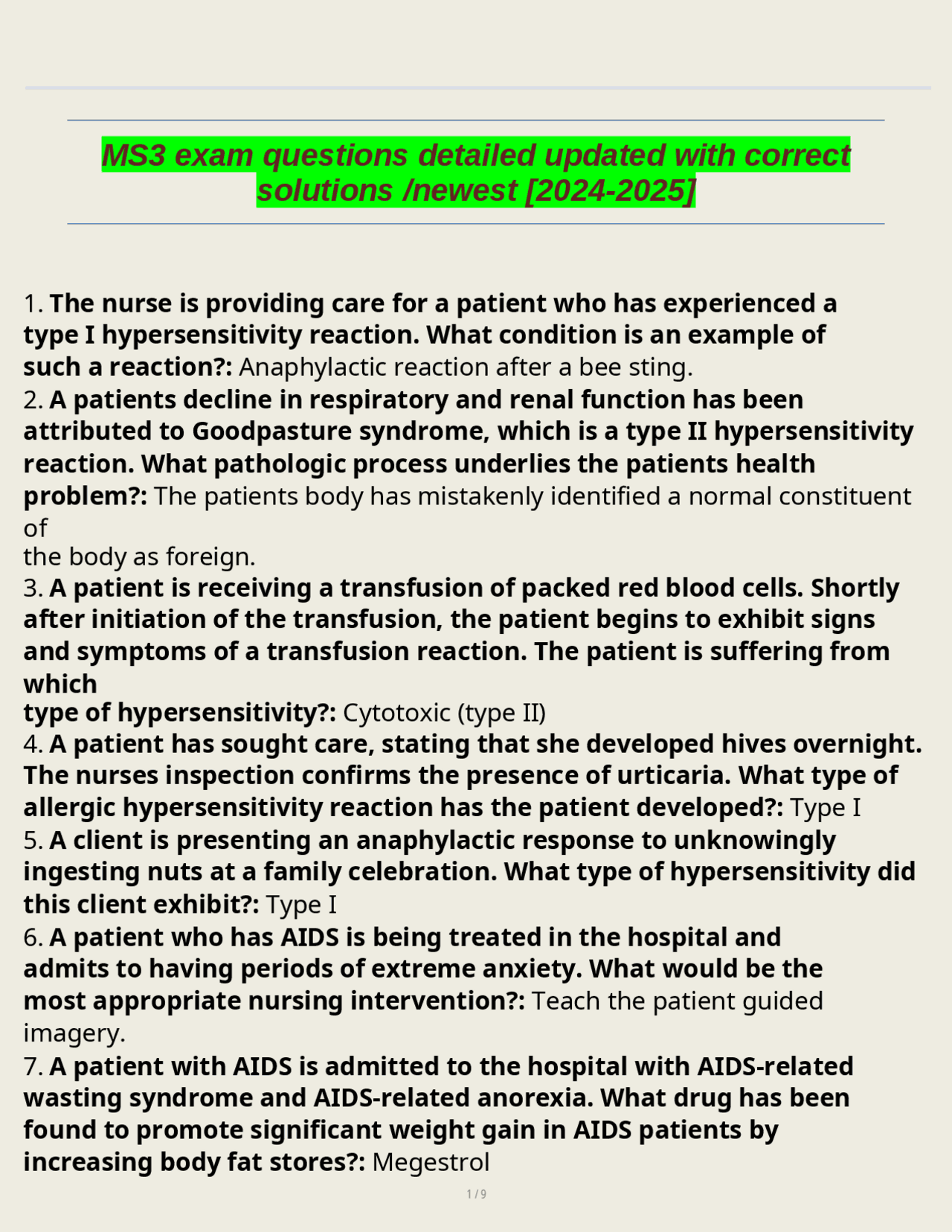 MS3 exam questions detailed updated with correct solutions /newest ...