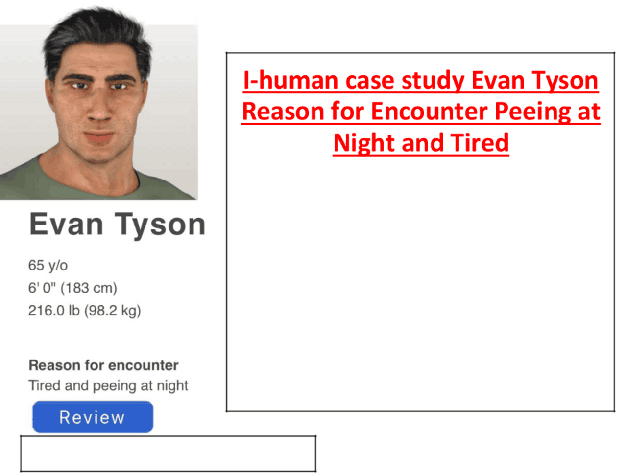 I-human case study Evan Tyson Reason for Encounter Peeing at Night and ...