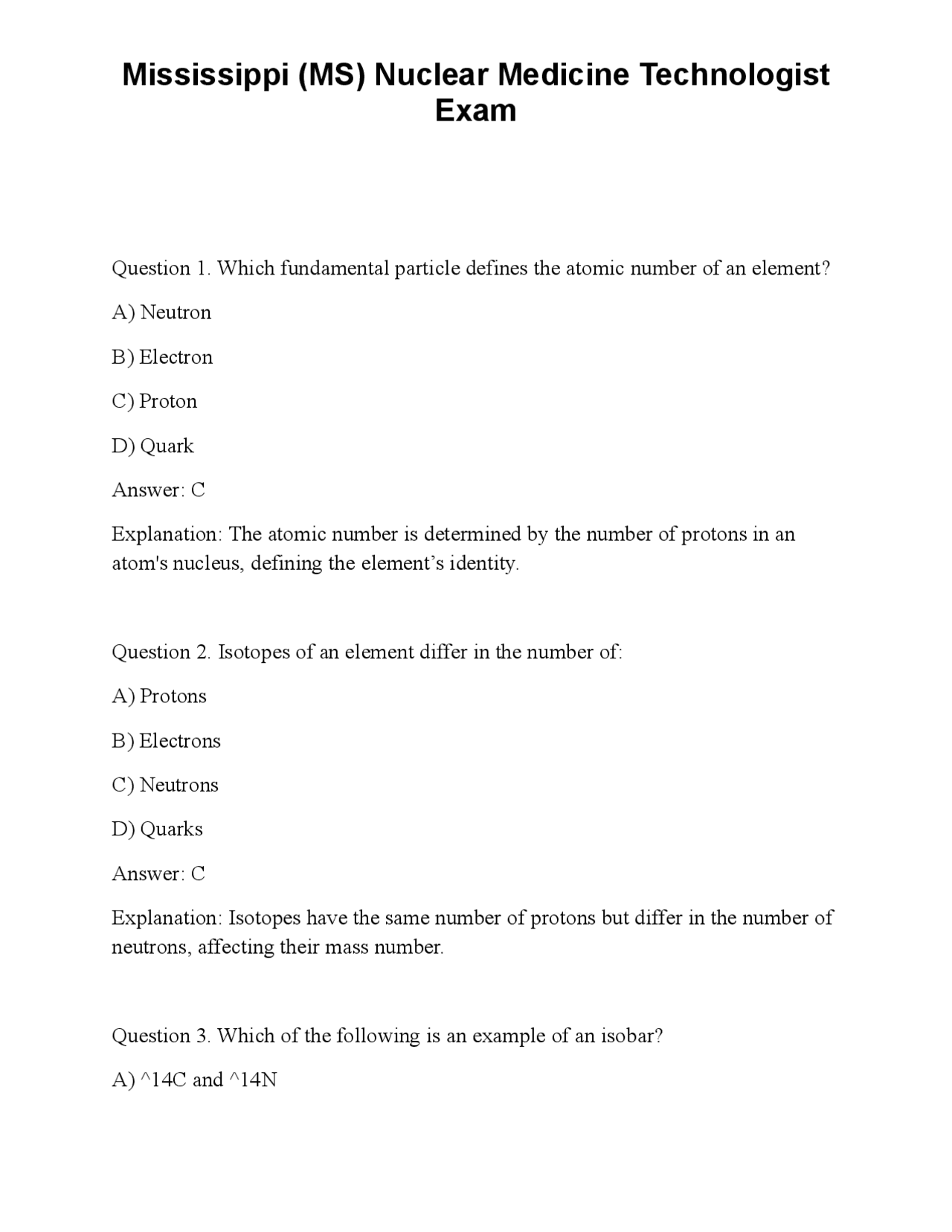 Mississippi (MS) Nuclear Medicine Technologist Exam | Exams Technology ...