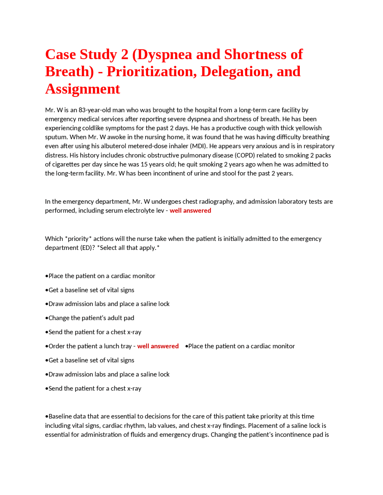 Case Study 2 (Dyspnea and Shortness of Breath) - Prioritization ...