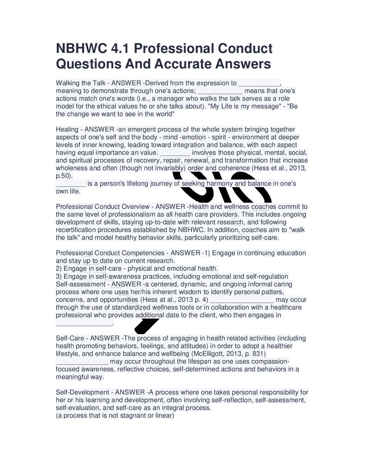 NBHWC 4.1 Professional Conduct Questions And Accurate Answers | Exams ...