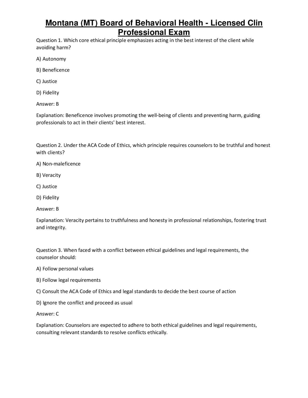 Montana (MT) Board of Behavioral Health - Licensed Clin Professional ...