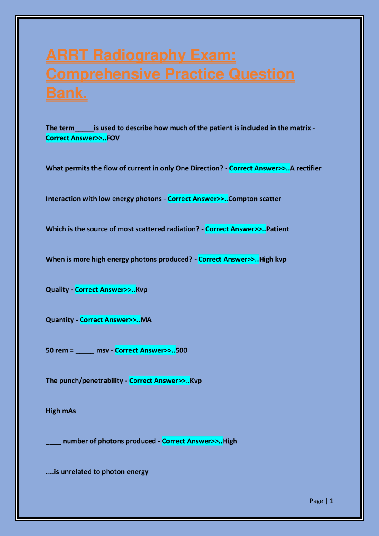 ARRT Radiography Exam: Comprehensive Practice Question BankBank ...