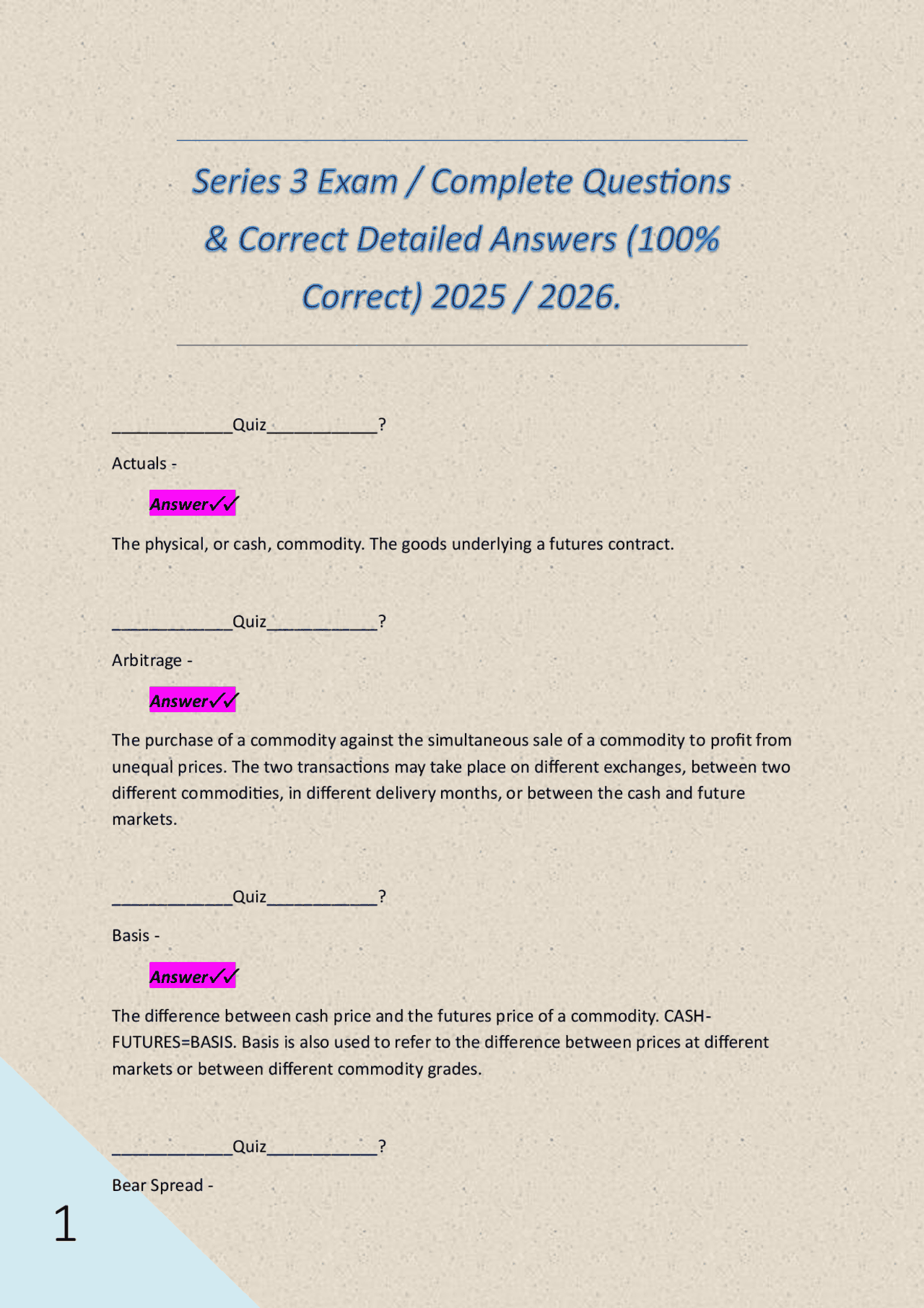 Series 3 Exam / Complete Questions & Correct Detailed Answers (100% ...