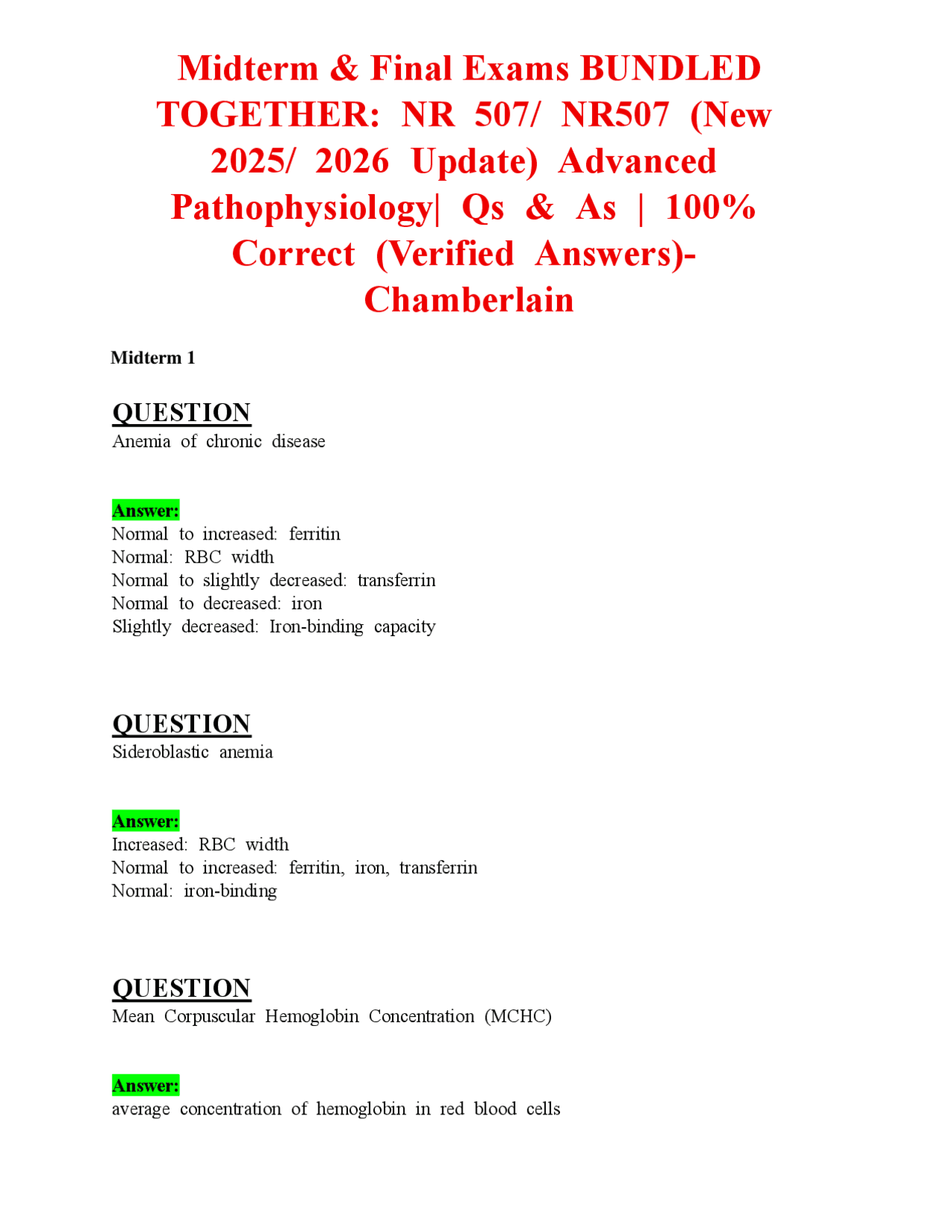 Midterm & Final Exams:NR 507/NR507 (New 2025/2026 Update BUNDLE) 100% ...