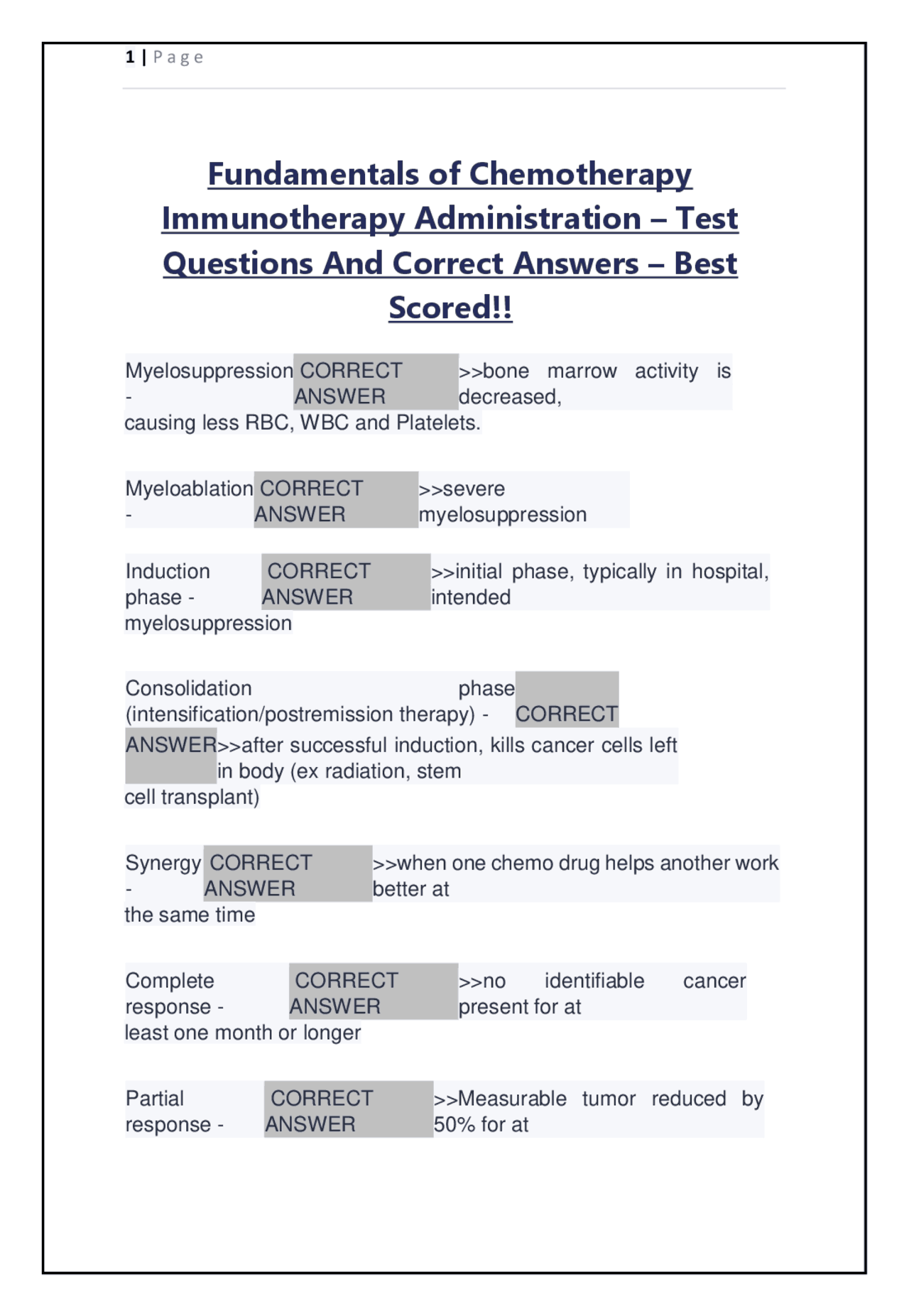 Fundamentals of Chemotherapy Immunotherapy Administration – Test ...