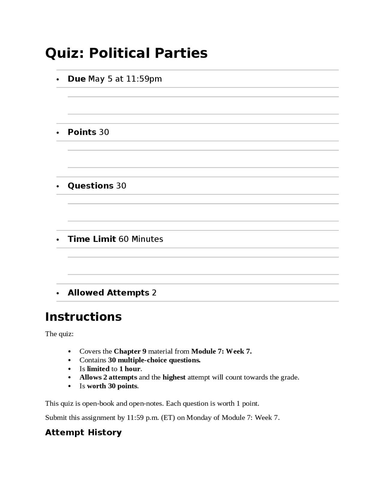 Liberty University GOVT 220 Quiz 1 Week 7 Module 7 : Political Parties ...