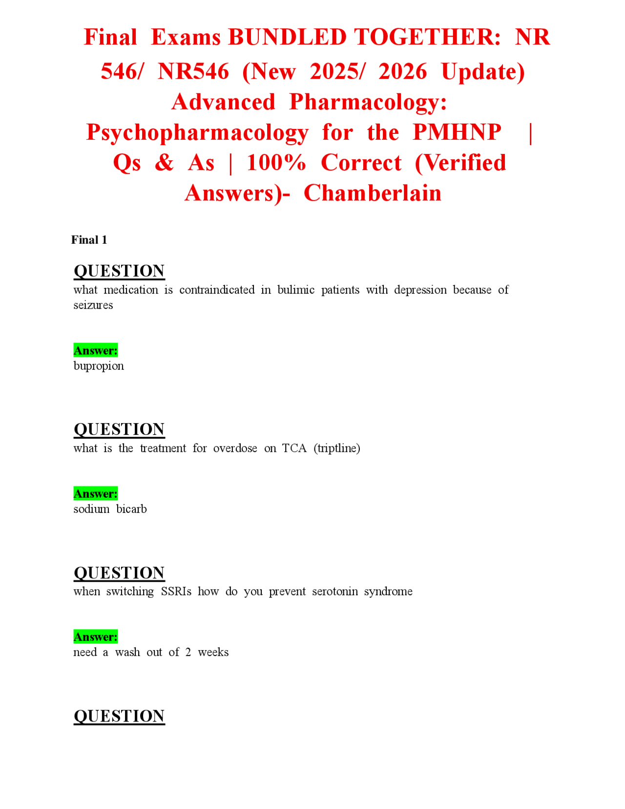 Final Exams: NR 546/ NR546 (New 2025/ 2026 Updates BUNDLE) 100% Correct ...