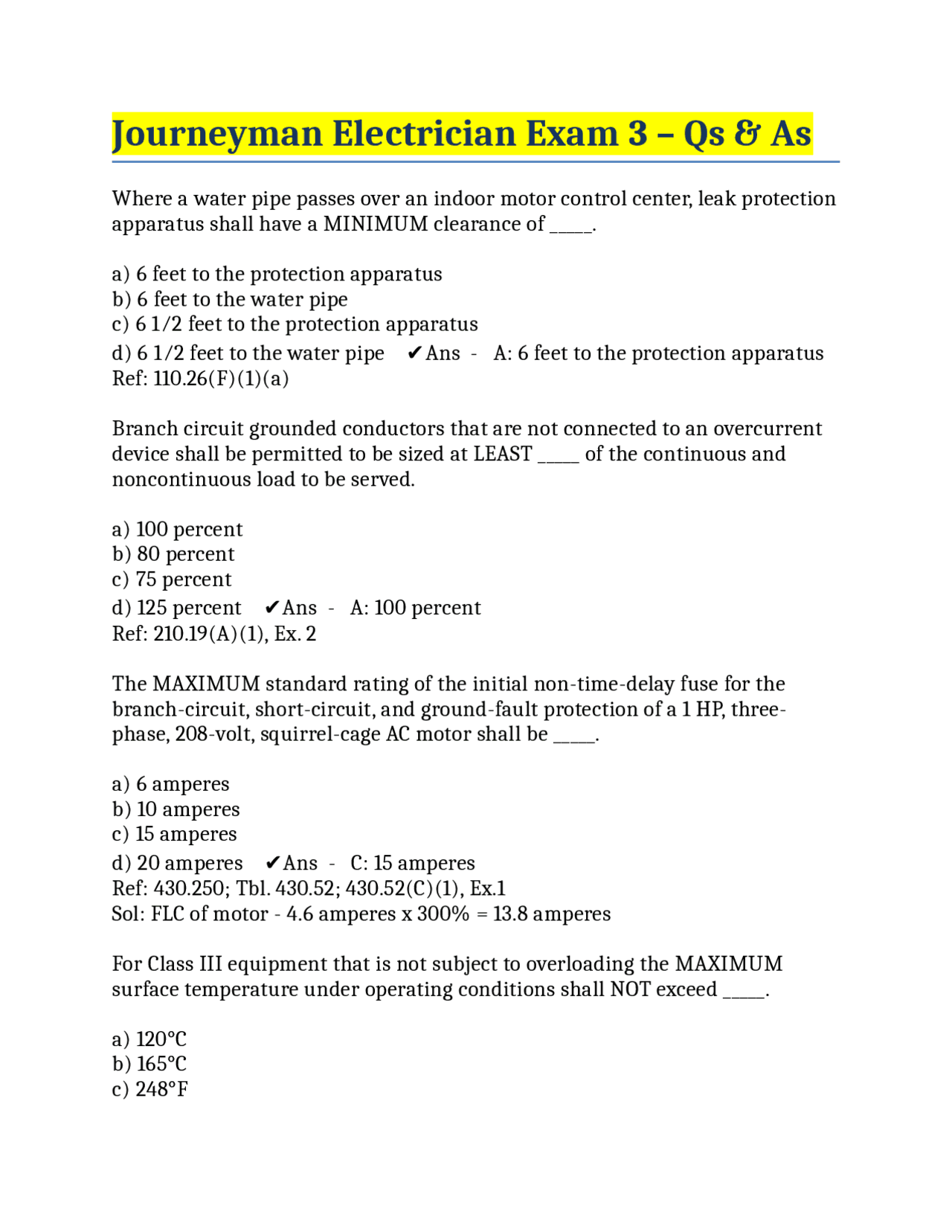Journeyman Electrician Exam 3 – Qs & As | Exams Advanced Education ...