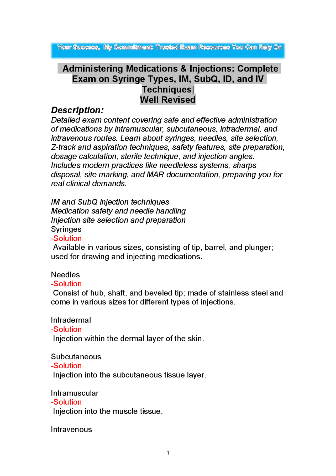 Administering Medications & Injections: Complete Exam on Syringe Types ...