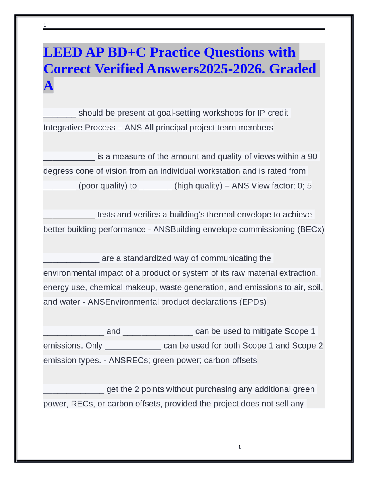 LEED AP BD+C Exam Practice Questions: 2025-2026 | Exams Building and ...