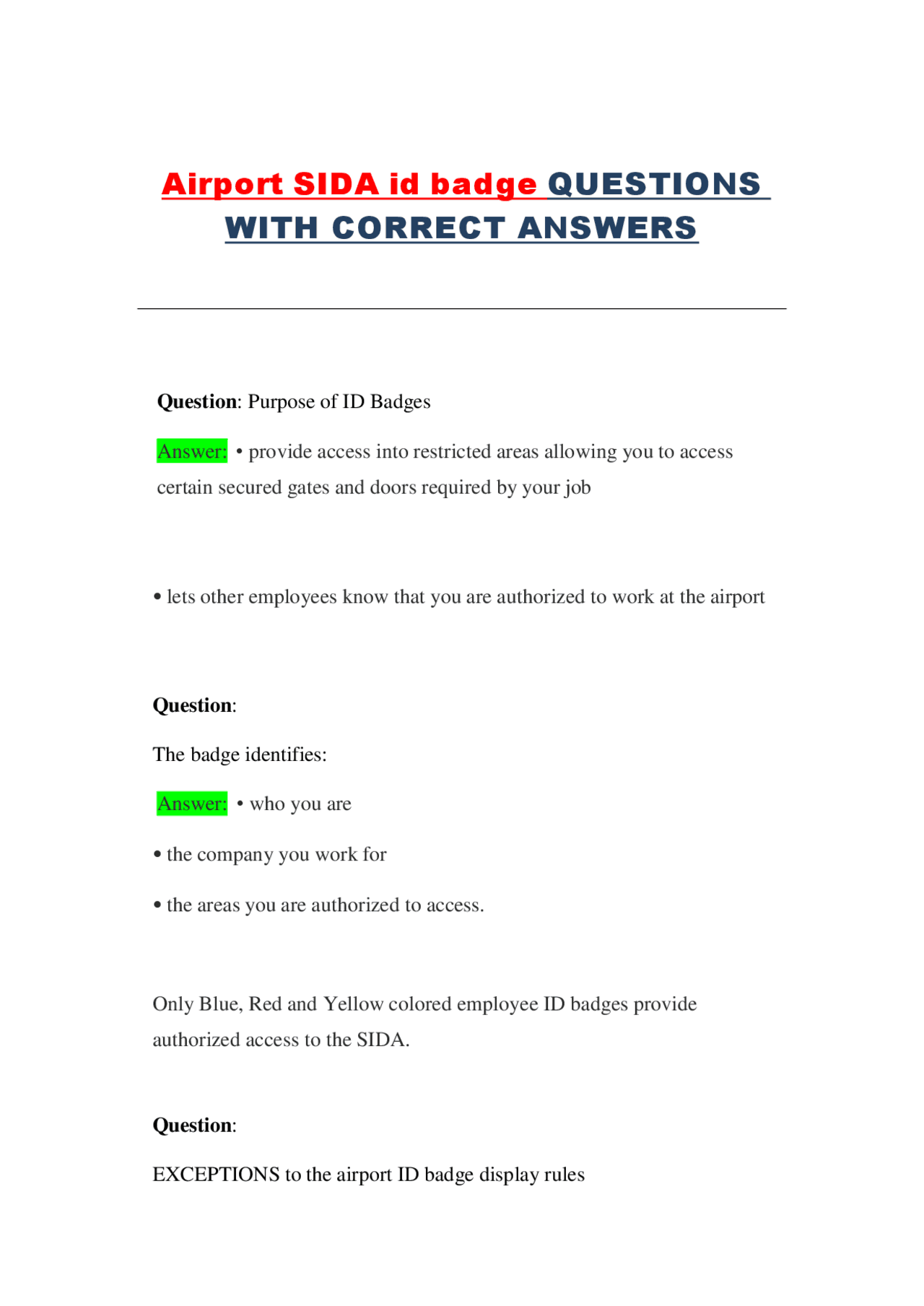 Airport SIDA ID Badge – Complete Question & Answer Guide for DFW ...