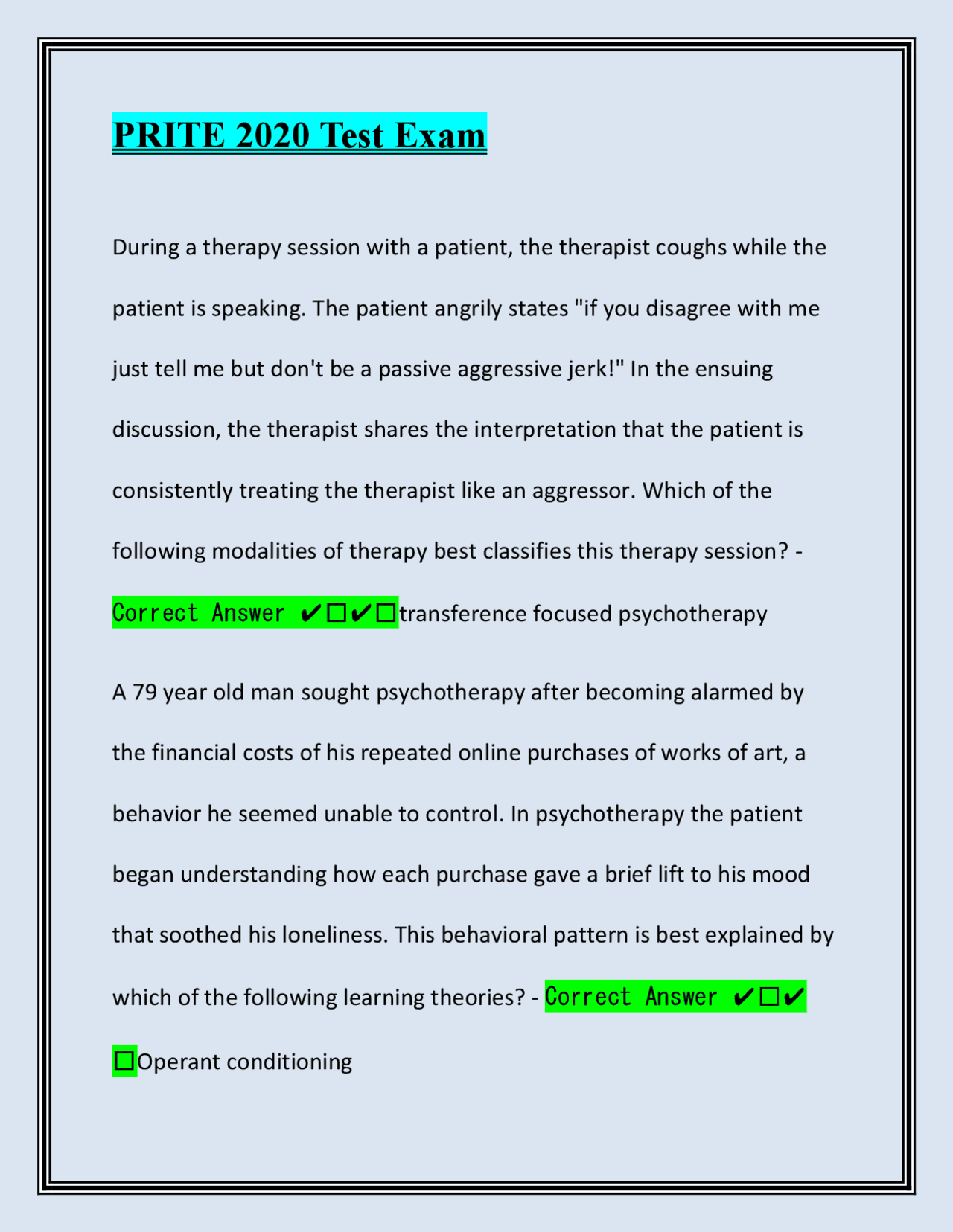 PRITE 2020 Test Exam Questions With Correct Comprehensive Solutions ...