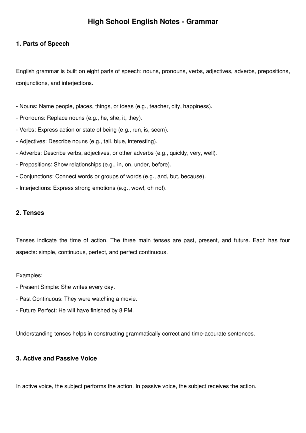 English Grammer and literature | Study notes English | Docsity