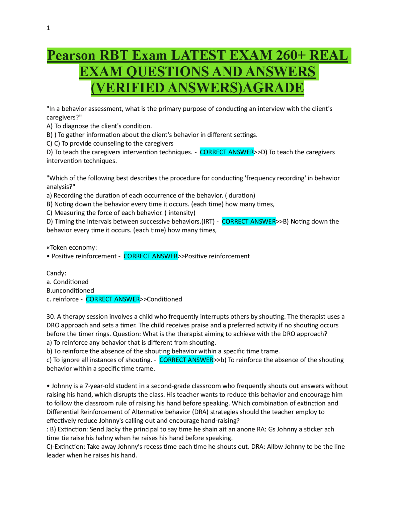 Pearson RBT Exam LATEST EXAM 260+ REAL EXAM QUESTIONS AND ANSWERS ...