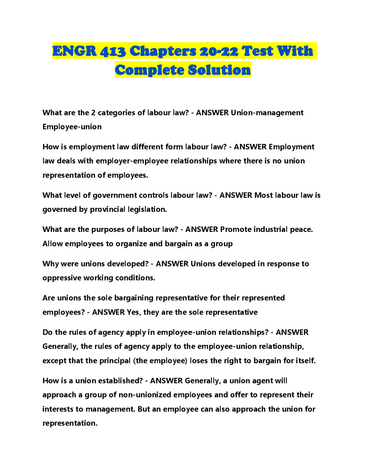 ENGR 413 Chapters 20-22 Test With Complete Solution | Exams Engineering ...