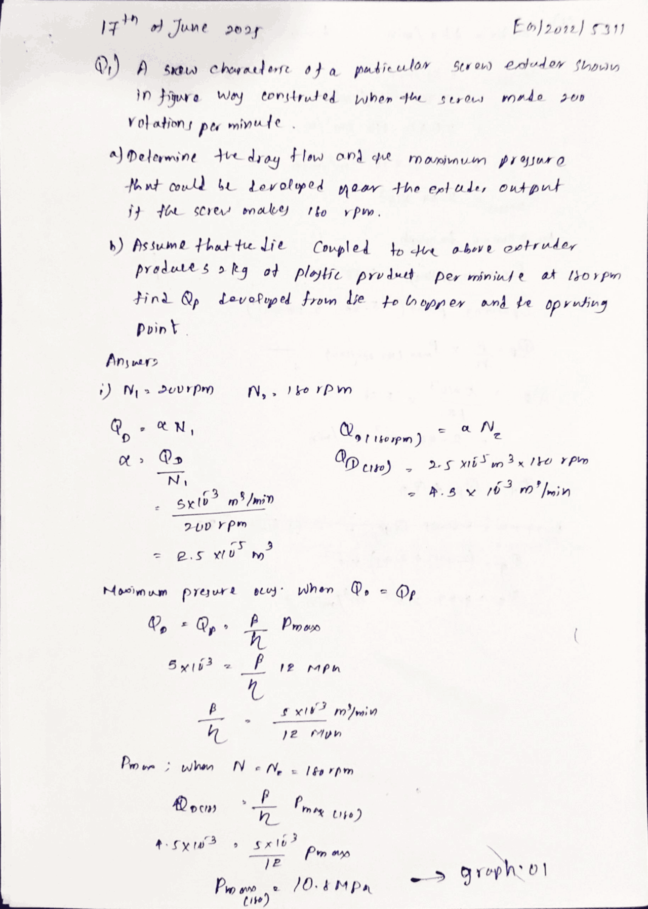 Calculation of extruder design parameters | Cheat Sheet Material ...