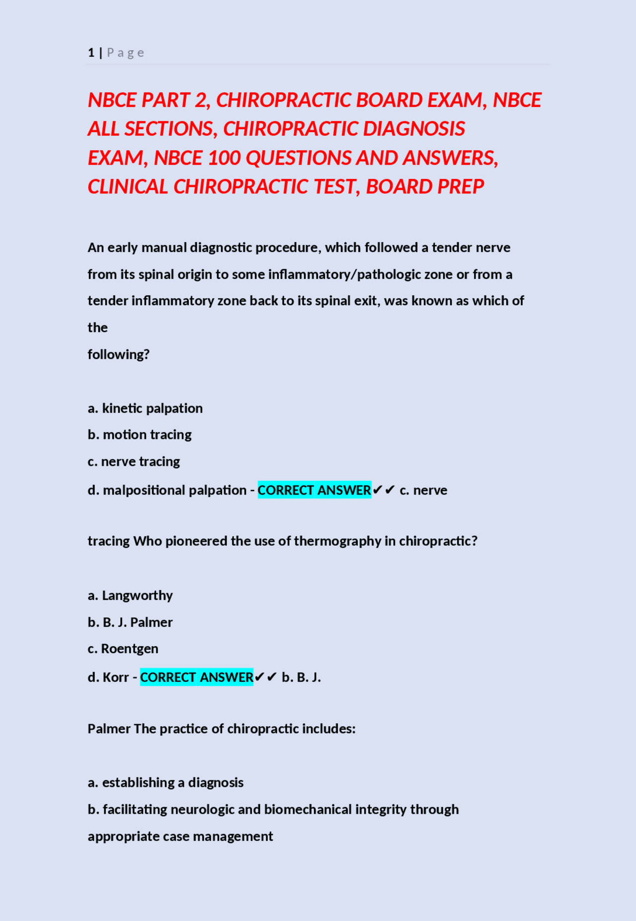 NBCE PART 2, CHIROPRACTIC BOARD EXAM, NBCE ALL SECTIONS, CHIROPRACTIC ...