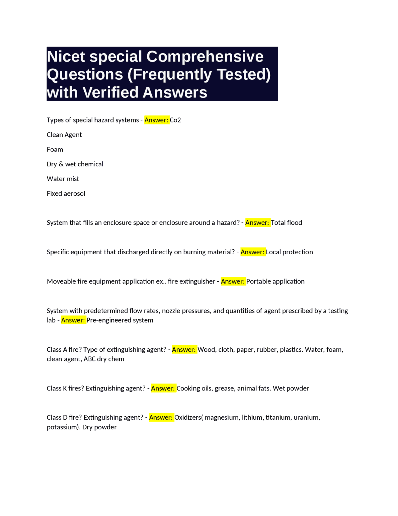 Nicet special Comprehensive Questions (Frequently Tested) with Verified ...