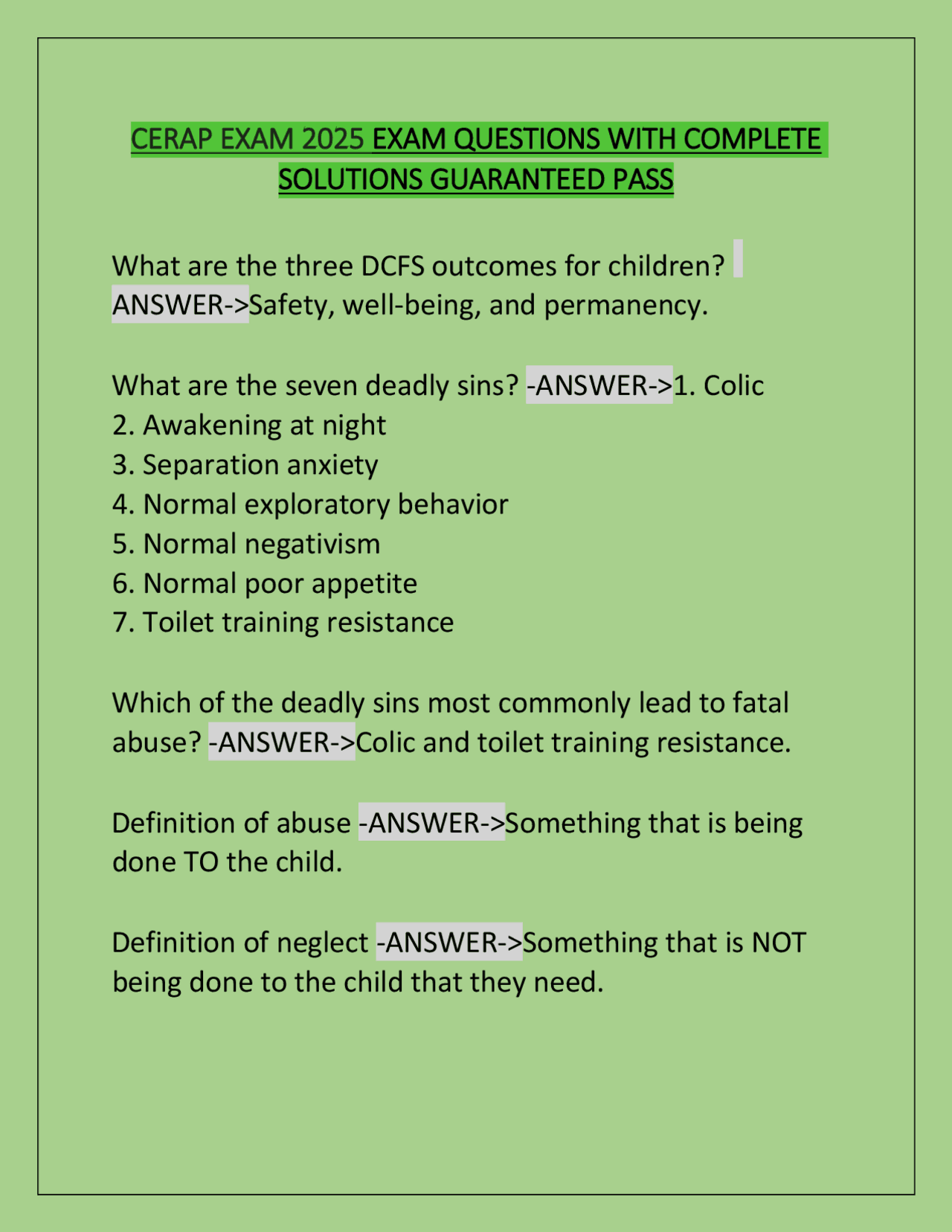 CERAP EXAM 2025 EXAM QUESTIONS WITH COMPLETE SOLUTIONS GUARANTEED PASS ...