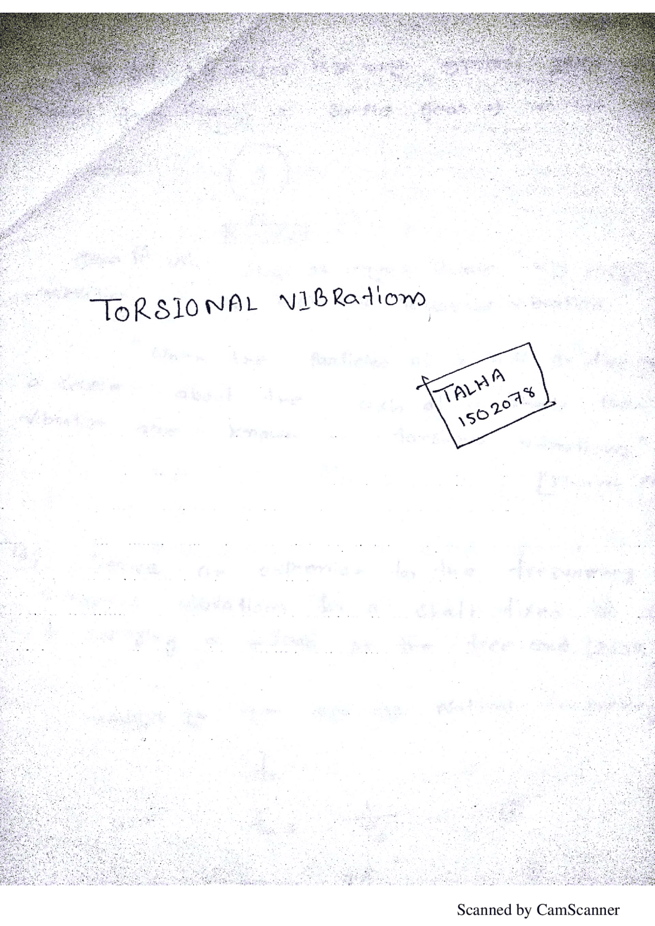 Torsional vibration in machine dynamics | Summaries Mechanical Engineering | Docsity