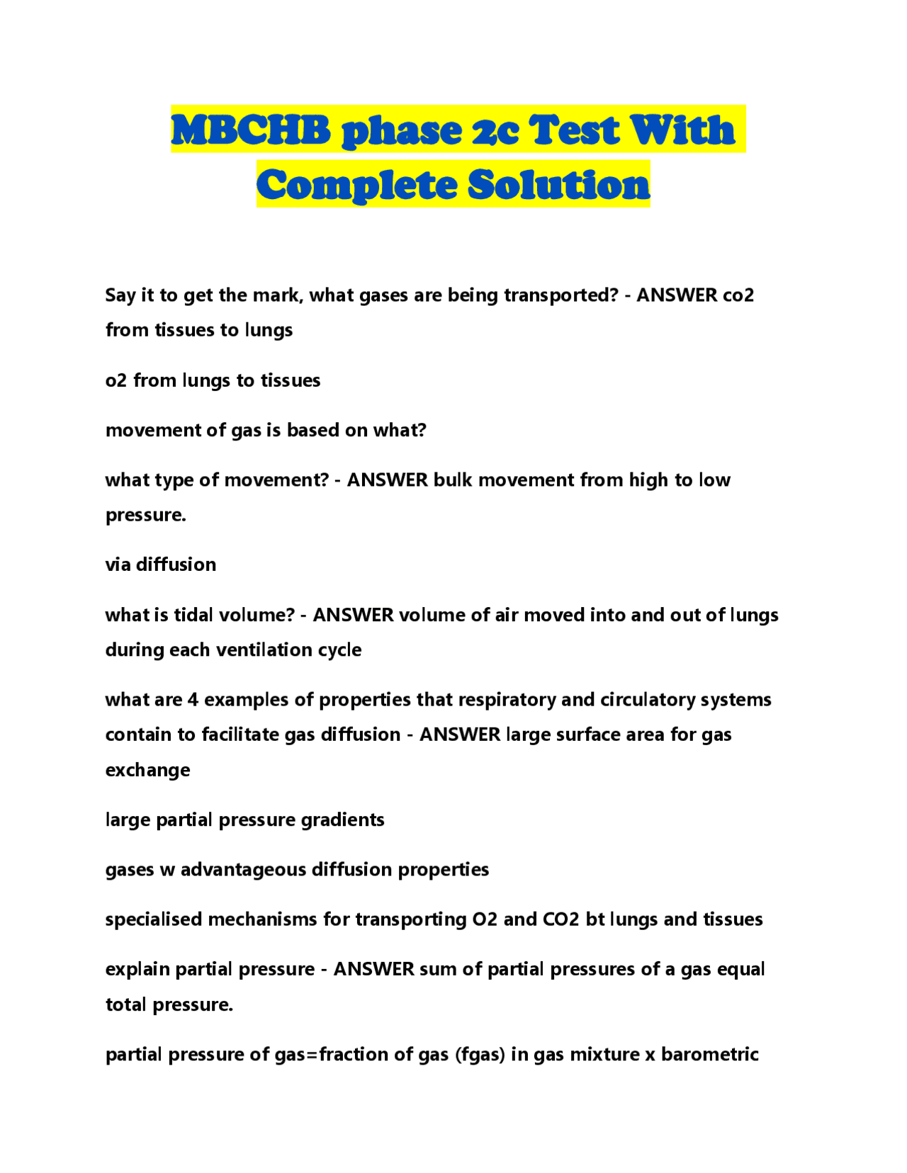 MBCHB phase 2c Test With Complete Solution | Exams Advanced Education ...