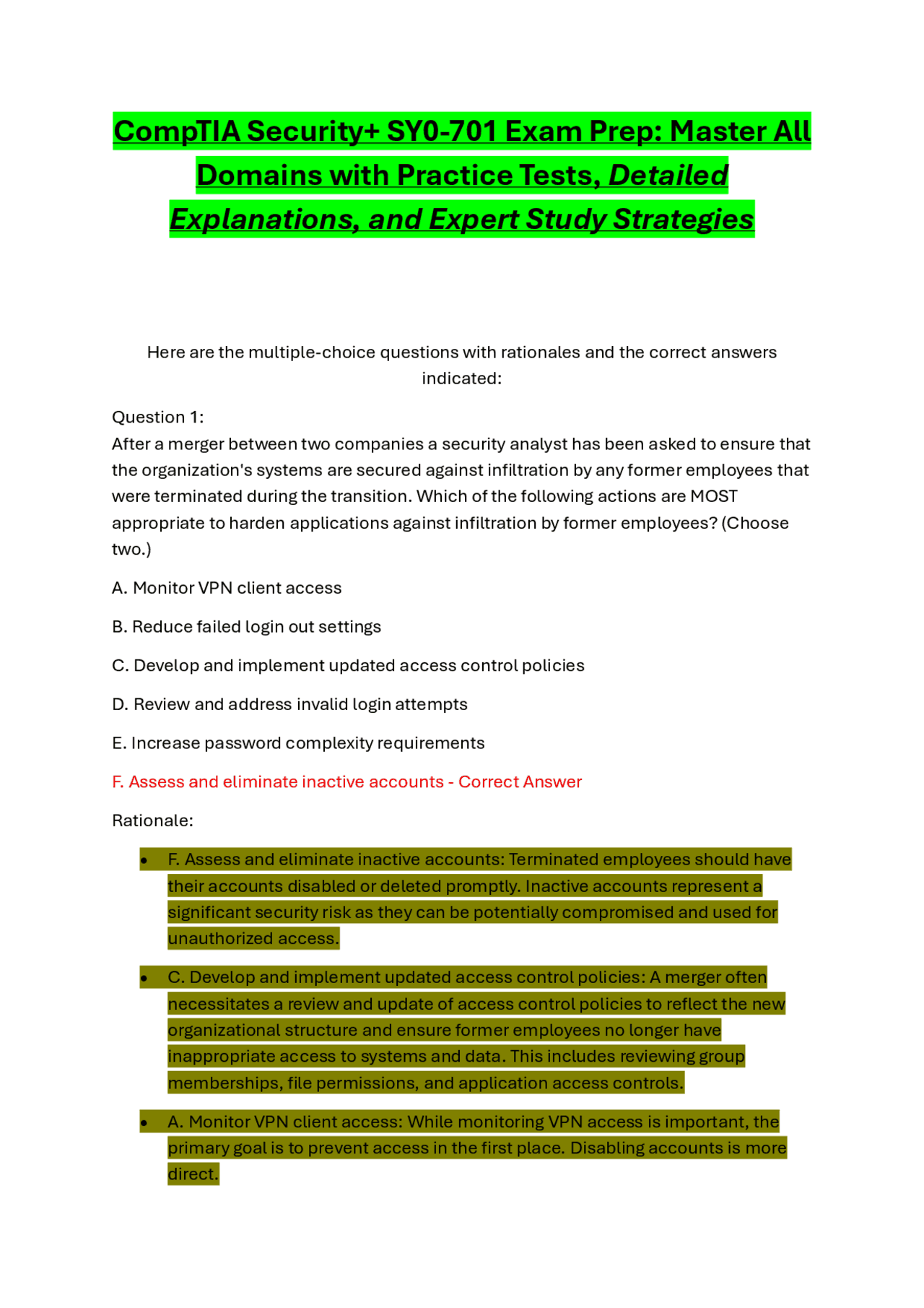 CompTIA Security+ SY0-701 Exam Prep: Master All Domains with Practice ...