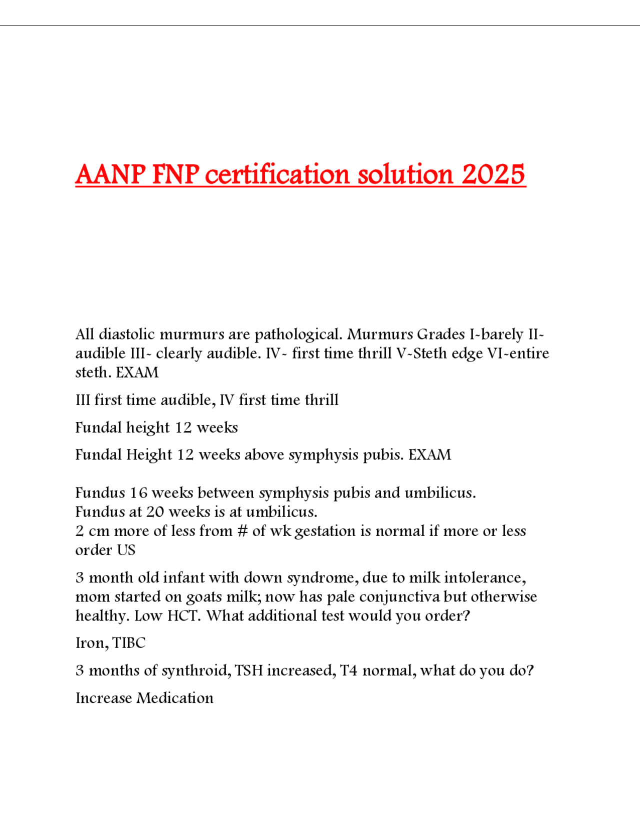 AANP FNP certification solution 2025.pdf | Exams Nursing | Docsity