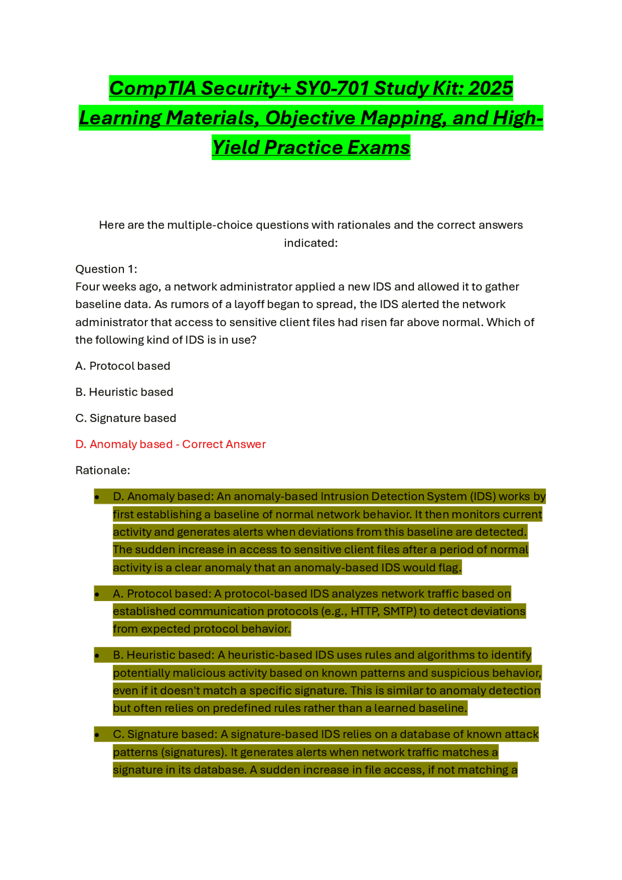 CompTIA Security+ SY0-701 Study Kit: 2025 Learning Materials, Objective ...