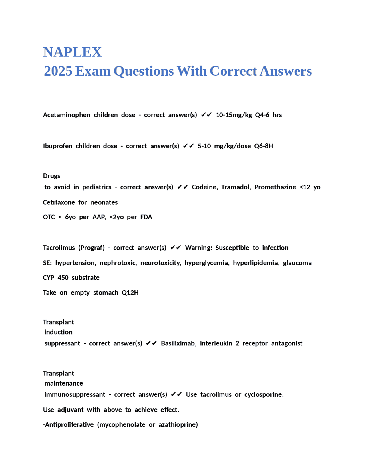 NAPLEX Exam Prep: Key Pharmaceutical Facts and Clinical Guidelines ...