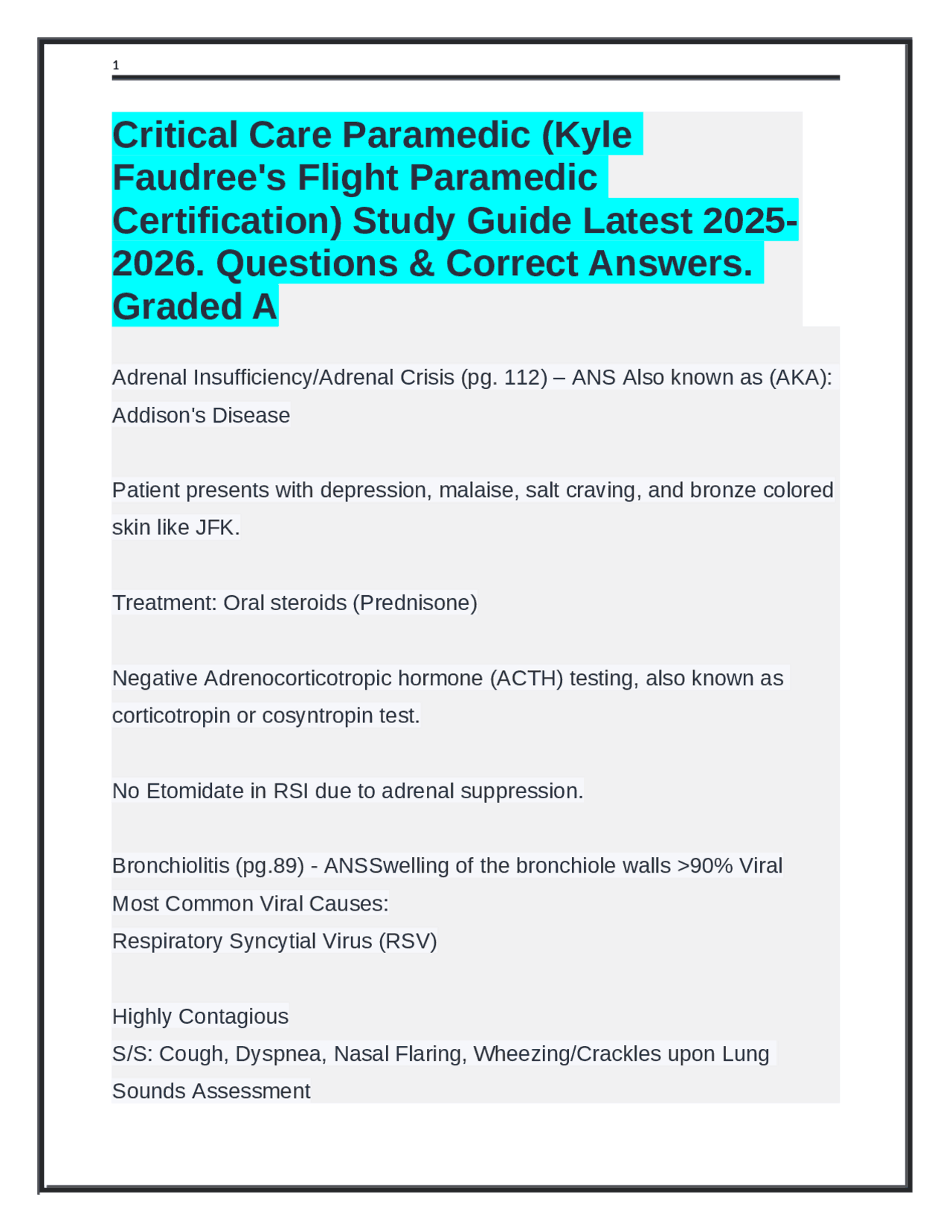 Critical Care Paramedic (Kyle Faudree's Flight Paramedic Certification ...