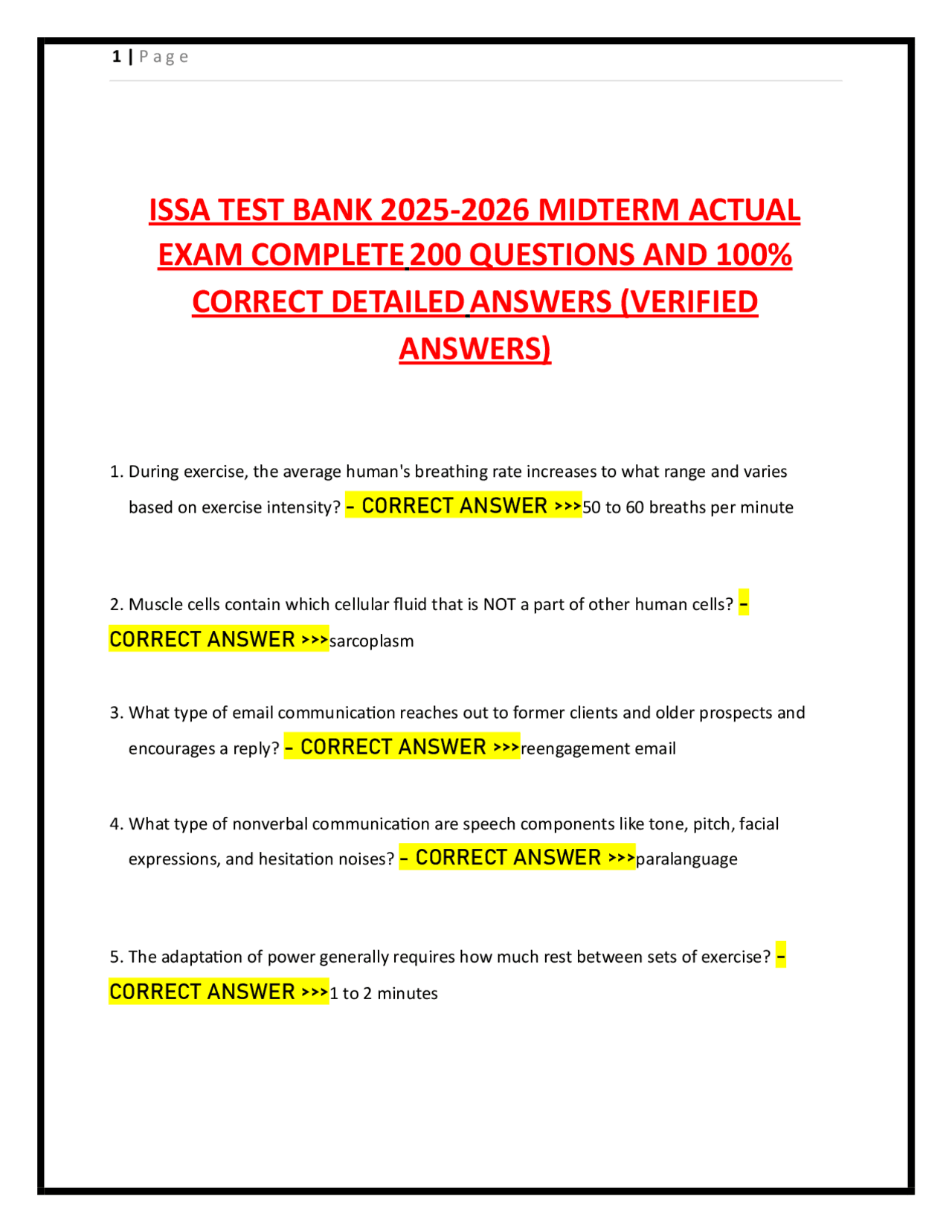 ISSA TEST BANK 2025-2026 MIDTERM EXAM COMPLETE 200 QUESTIONS AND 100% ...
