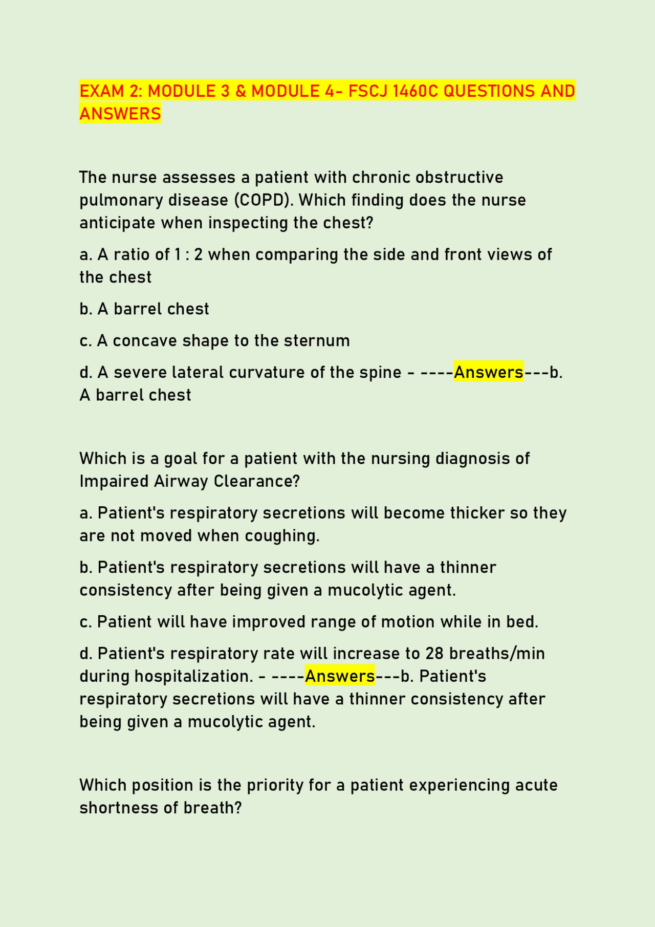 EXAM 2: MODULE 3 & MODULE 4- FSCJ 1460C QUESTIONS AND ANSWERS | Exams ...