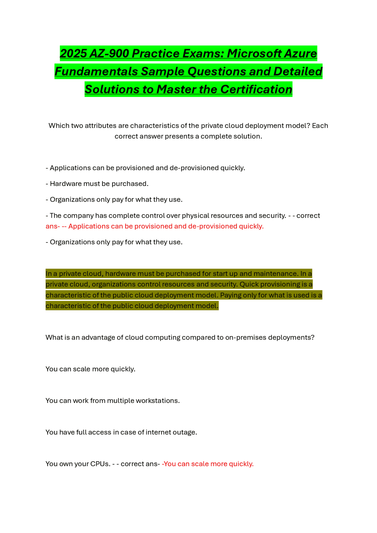 2025 AZ-900 Practice Exams: Microsoft Azure Fundamentals Sample ...