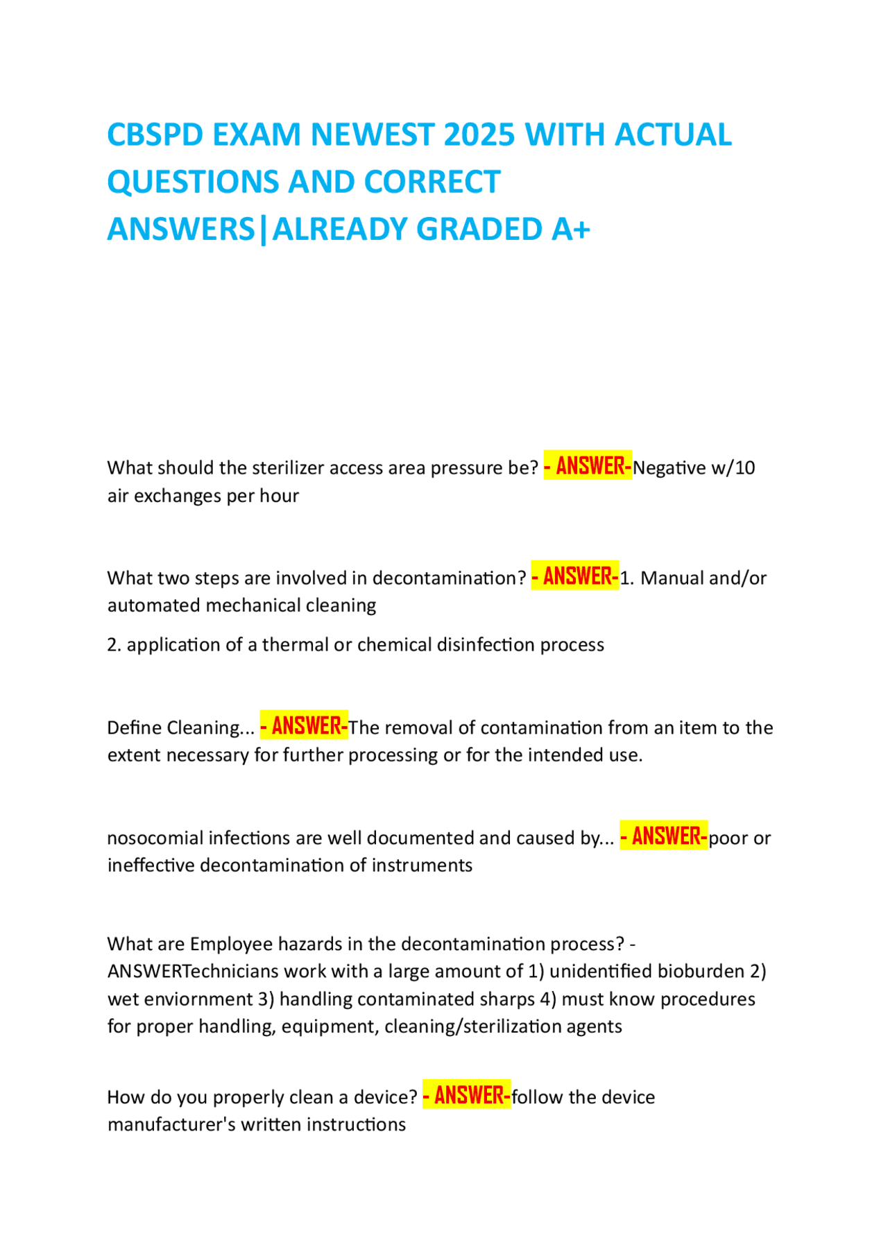 CBSPD EXAM NEWEST 2025 WITH ACTUAL QUESTIONS AND CORRECT ANSWERS ...