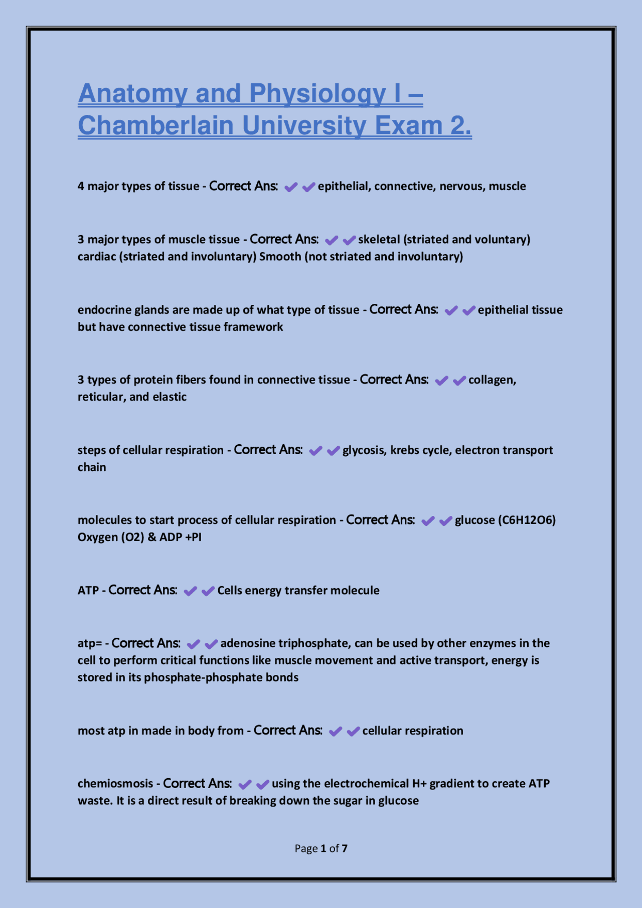 Anatomy and Physiology Exam 2 Review: Cellular Biology and Tissue Types ...
