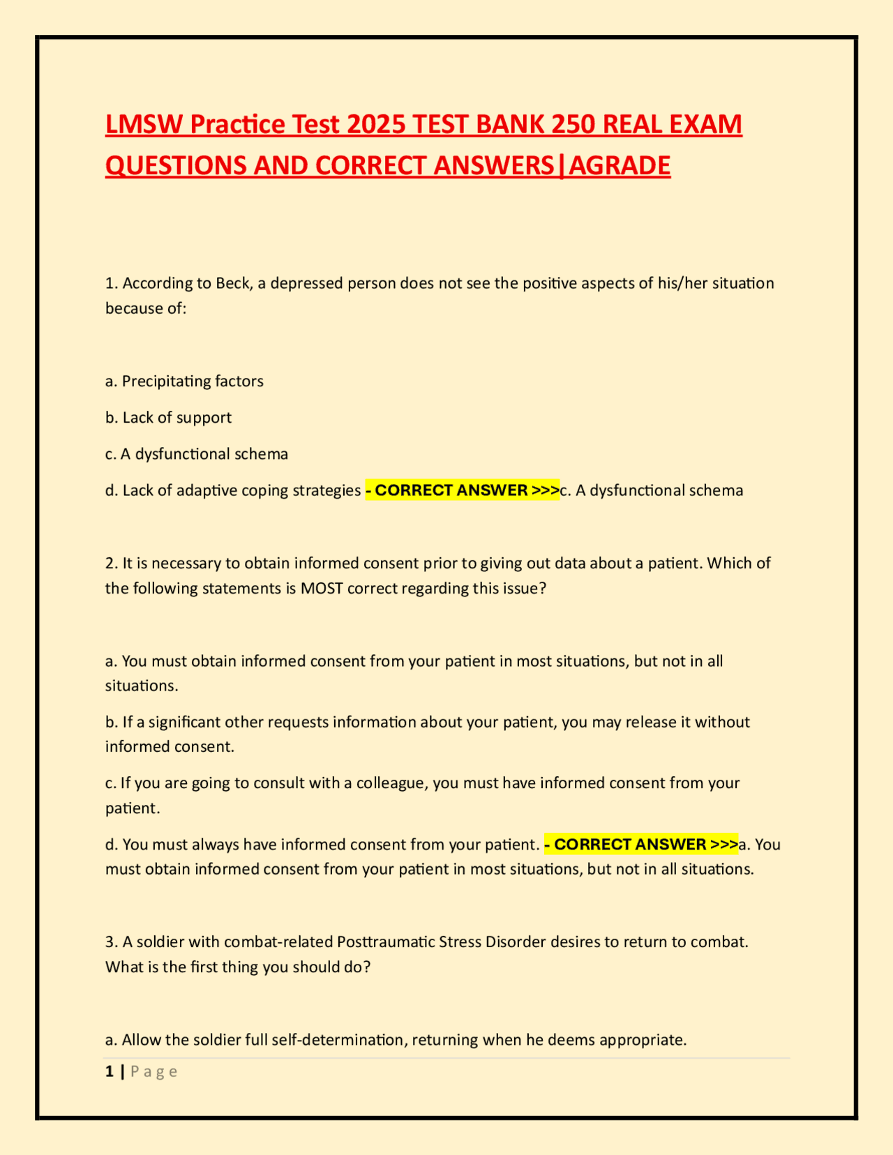 LMSW Practice Test: 250 Exam Questions & Answers for Social Work ...