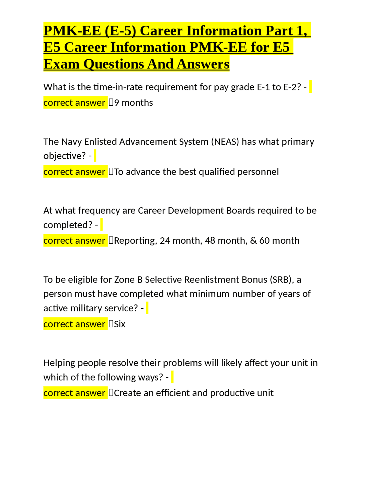 PMK-EE (E-5) Career Information Part 1, E5 Career Information PMK-EE ...