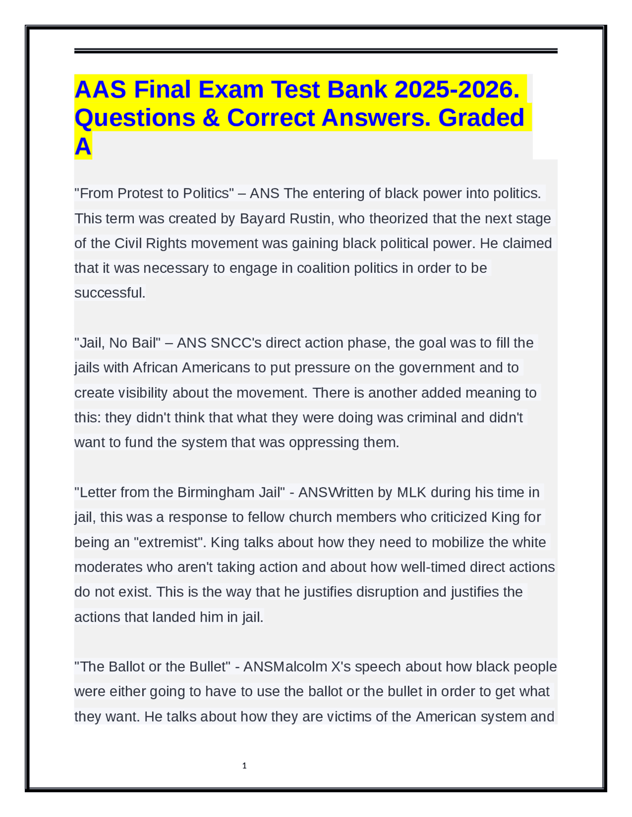 AAS Final Exam Test Bank 2025-2026. Questions & Correct Answers. Graded ...