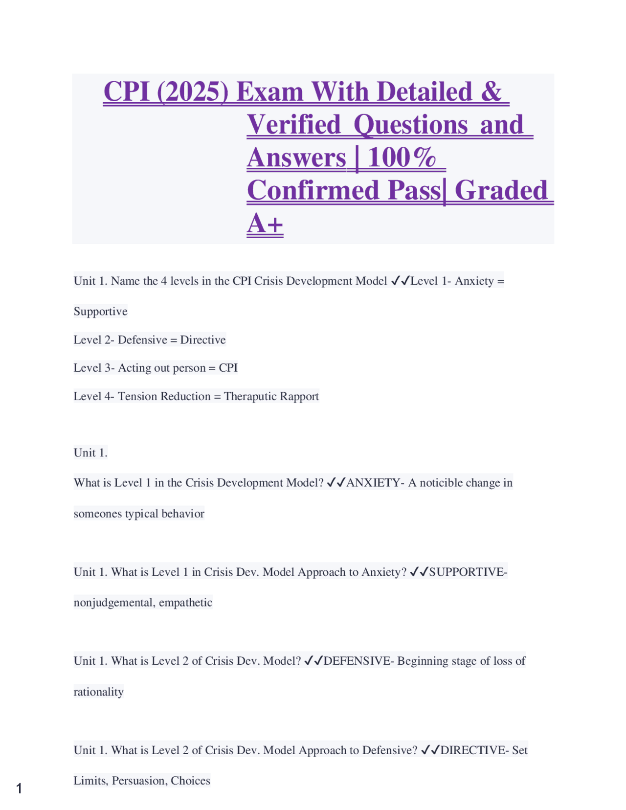 CPI (2025) Exam With Detailed & Verified Questions and Answers | 100% ...